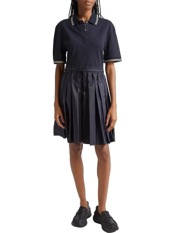 Moncler Mixed Media Polo Dress - Dark Navy Blue