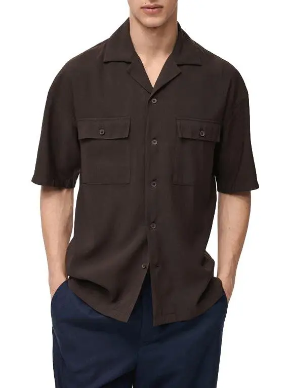 Mango Relaxed Fit Camp Shirt - Chocolate