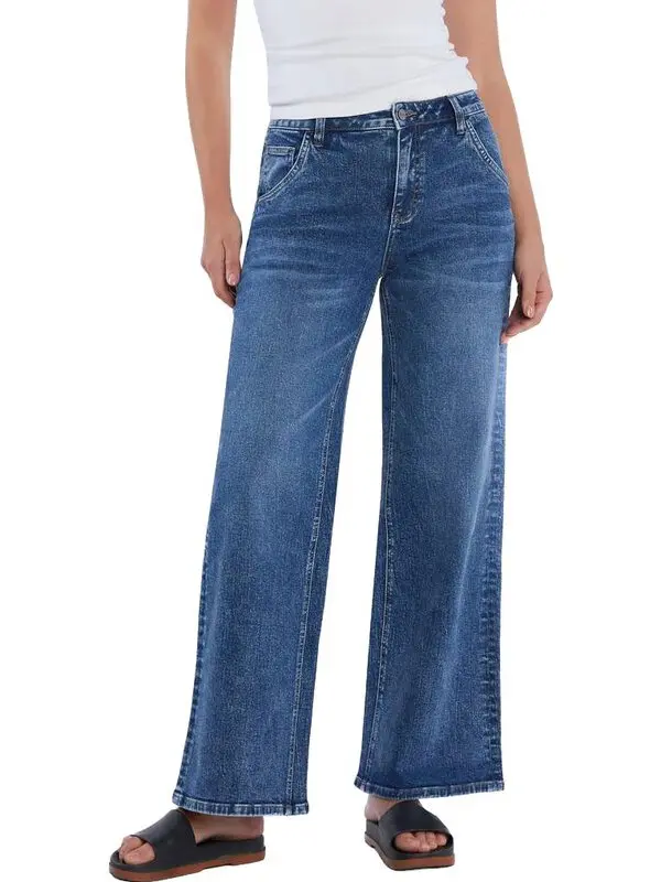 HINT OF BLU Ella High-waist Wide-leg Jeans - Night Blue