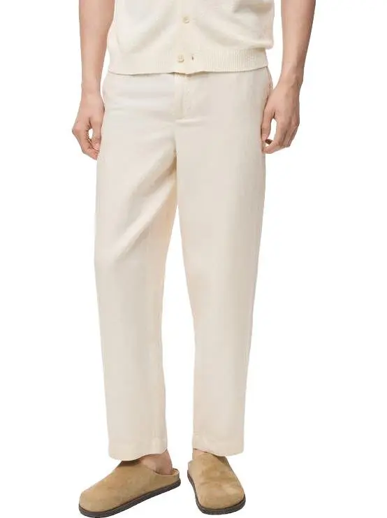 Mango Lyocell & Linen Pleated Pants - Ivory White