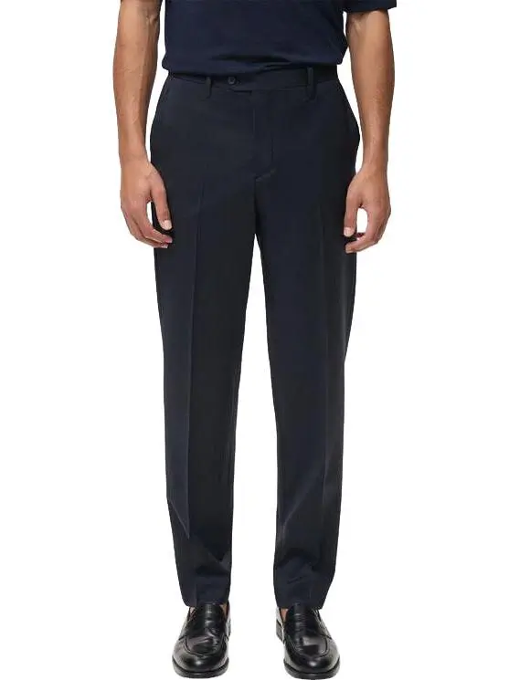 Mango Wool Suit Straight Leg Trousers - Blue