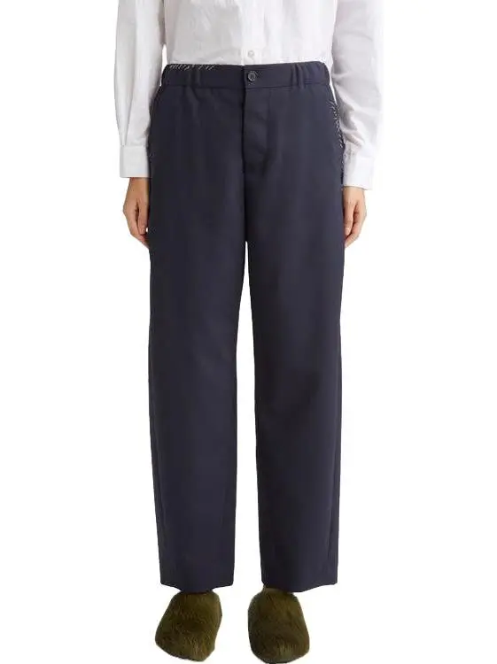 Marni Elastic Waist Wool Trousers - 00b99 Blue Black