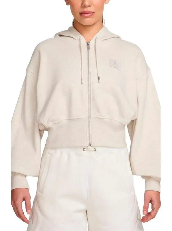 JORDAN Flight Fleece Crop Hoodie - Light Ore Wood Brown/rattan