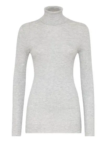 Brunello Cucinelli Lightweight Rib Knit Sweater - Light Grey