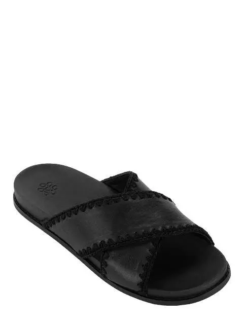 THE SAK Leather Criss-cross Penelope Sandals - Black