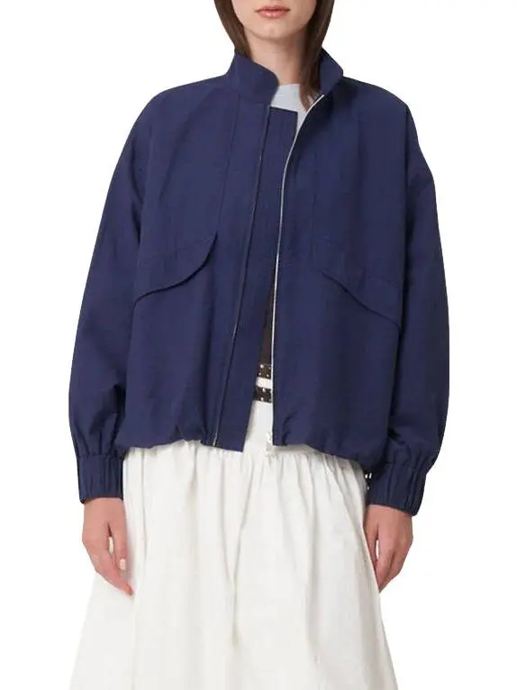 FIND ME NOW Sable Water Repellent Cotton Blend Jacket - Navy