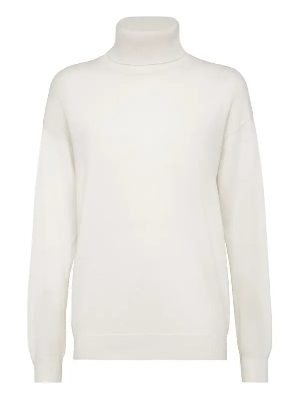 Brunello Cucinelli Turtleneck Cashmere Sweater - White