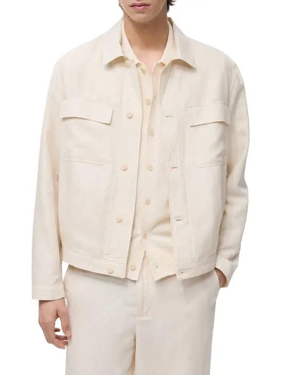 Mango Camp Collar Lyocell And Linen Shirt-jacket - Ivory White