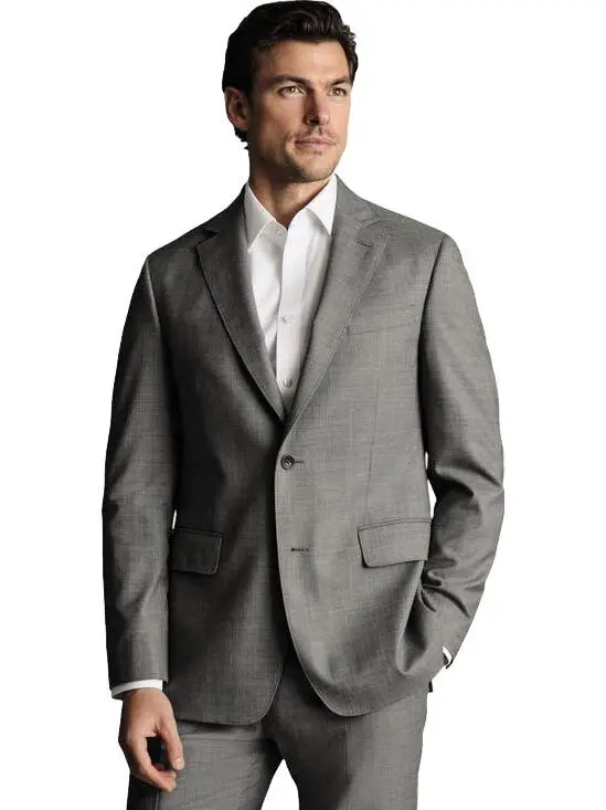 CHARLES TYRWHITT Sharkskin Suit Jacket - Grey