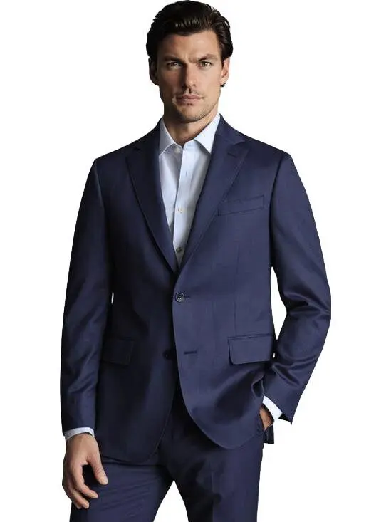 CHARLES TYRWHITT Sharkskin Suit Jacket - Royal Blue