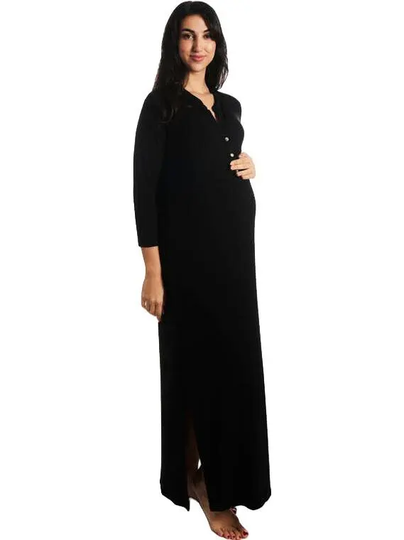 EVERLY GREY Juliana Maternity/nursing Caftan - Black