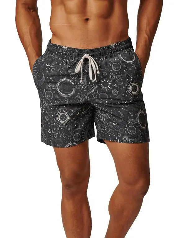 LEISURE LAB Celestial Print Swim Trunks - Milkyway
