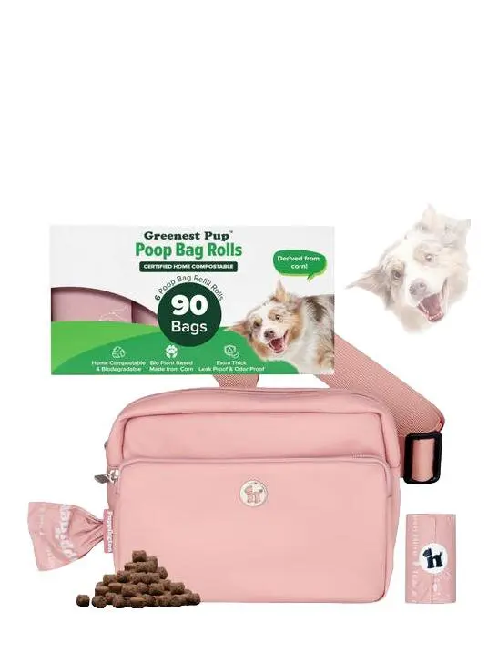 PUPPINGTON 3-in-1 Dog Walk Bag With Poop Bags - Blush Pink