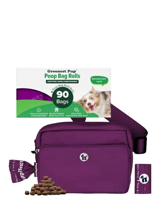 PUPPINGTON 3-in-1 Dog Walk Bag With Poop Bags - Plum Wine