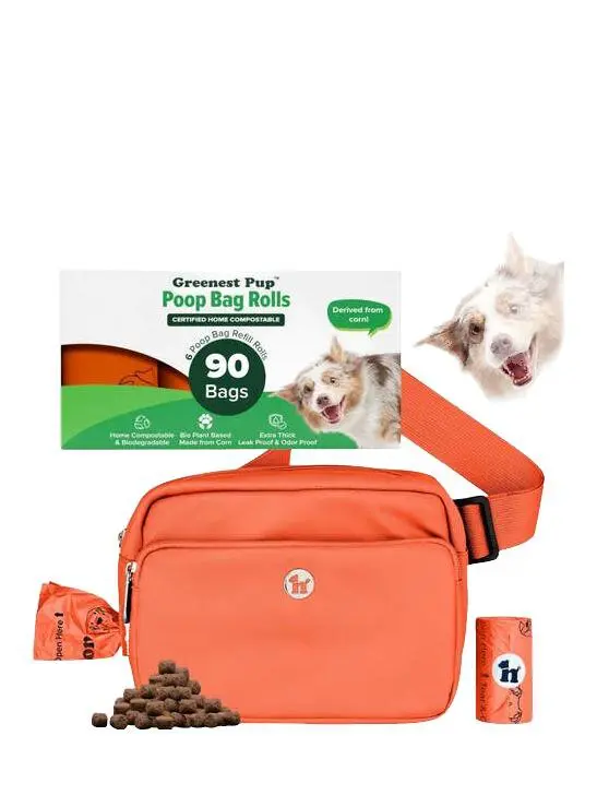 PUPPINGTON 3-in-1 Dog Walk Bag With Poop Bags - Poppy Orange