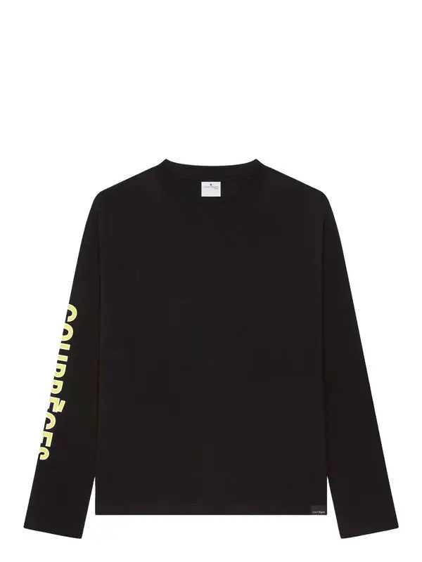 COURREGES Long-sleeve Logo-print T-shirt - Black