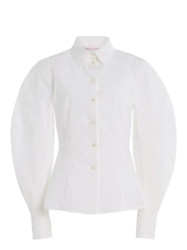 Carolina Herrera Arc-sleeve Stretch-cotton Shirt - White