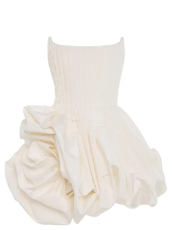 Carolina Herrera Pleated Silk Faille Mini Dress - White