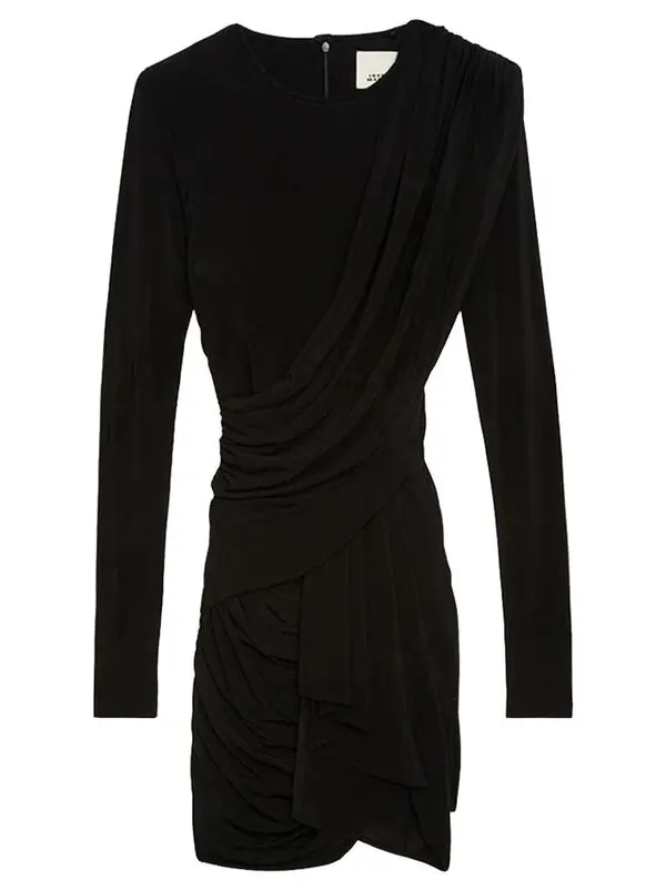 Isabel Marant Georgia Draped Jersey Dress - Black