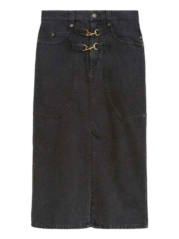 Isabel Marant Pavina Denim Midi Skirt - Black