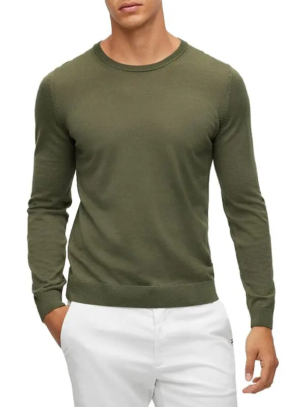 BOSS Leno Slim Fit Crewneck Sweater - Open Green