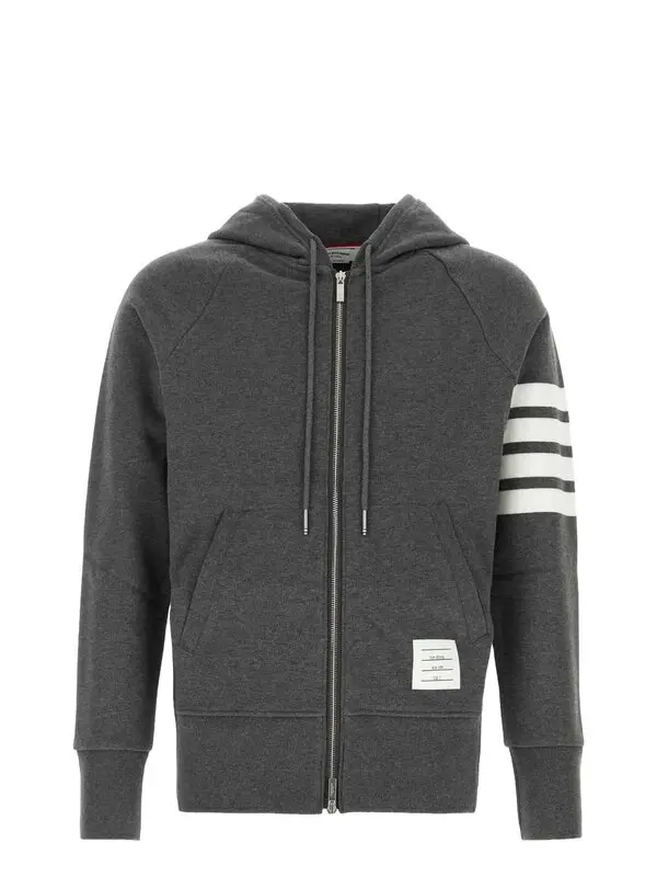 Thom Browne Cotton Zip-up Hoodie - Grey