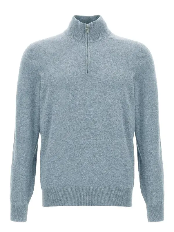 Brunello Cucinelli Half-zip Cashmere Sweater - Blue