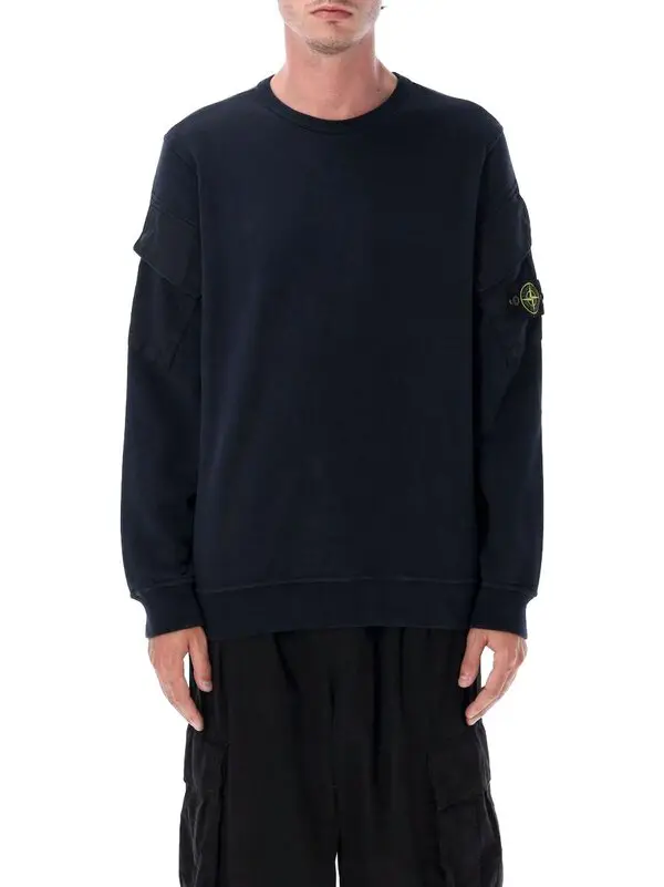 Stone Island Brushed Organic Cotton Sweatshirt - Navy