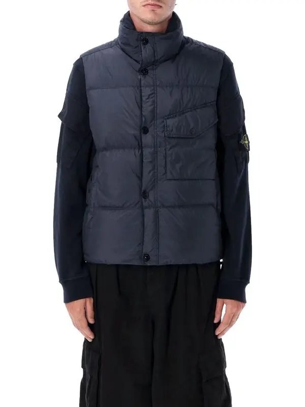 Stone Island Crynkle Reps Nylon Down Vest - Navy