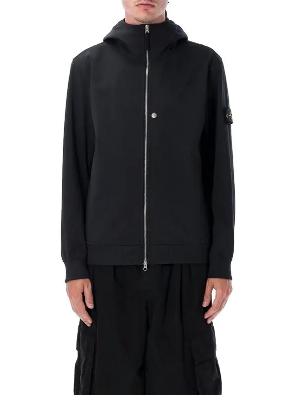 Stone Island Soft Shell-r_e.dye® Technology Light Hooded Jacket - Black