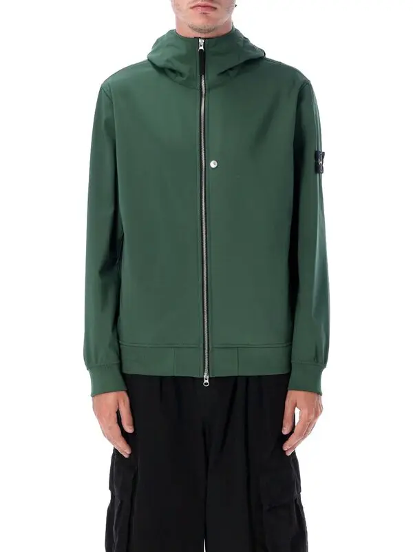 Stone Island Soft Shell-r_e.dye® Technology Light Hooded Jacket - Green