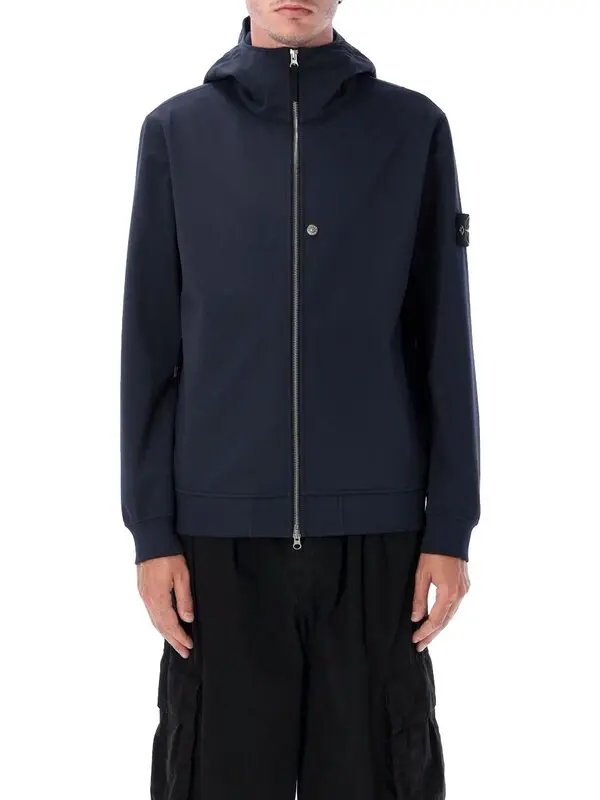 Stone Island Soft Shell-r_e.dye® Technology Light Hooded Jacket - Navy