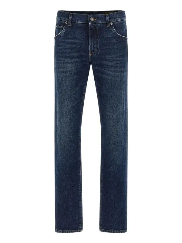 Dolce & Gabbana Logo Plaque Jeans - Blue