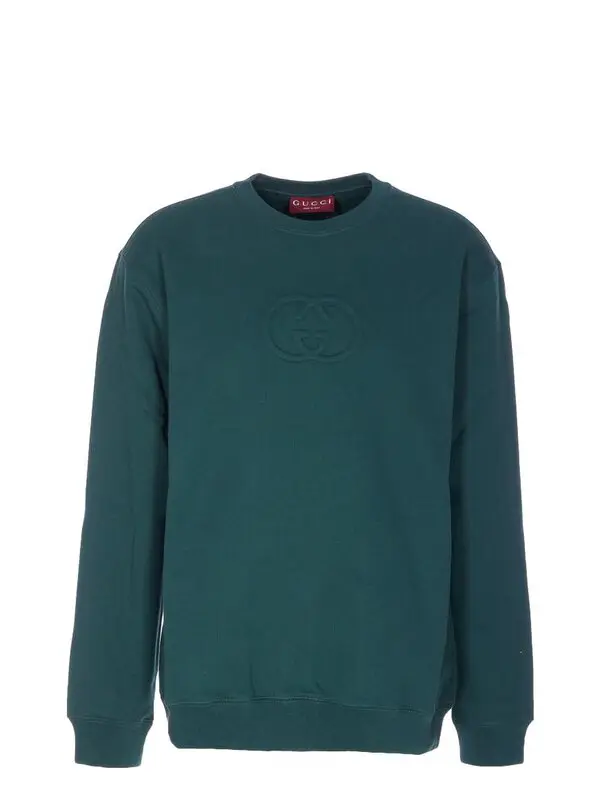 Gucci Crewneck Sweatshirt With Embossed Logo - Green