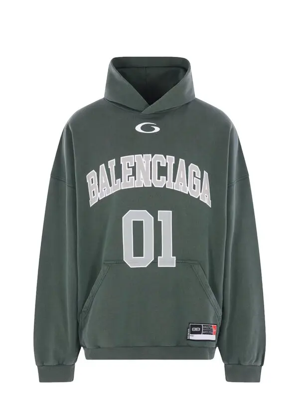 Balenciaga Oversized Hoodie - Dark Green+light Grey
