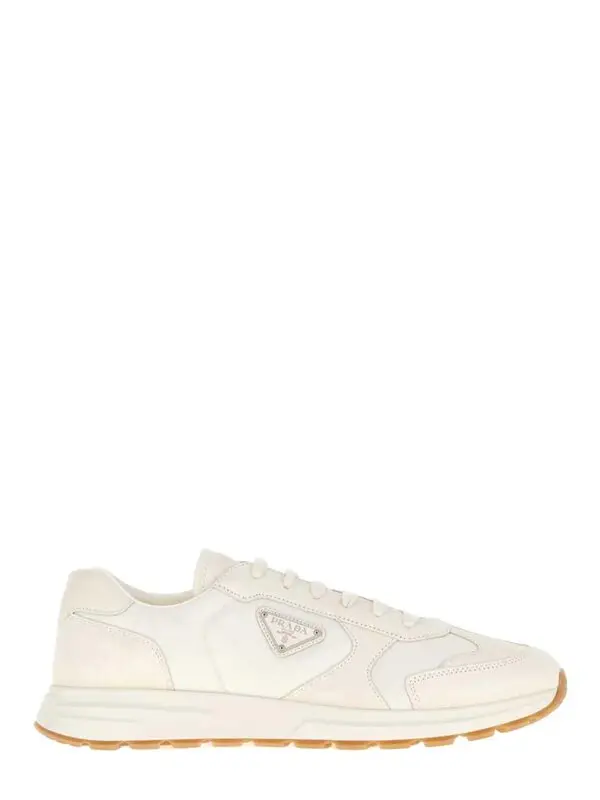 Prada Re-nylon And Suede Sneakers - White
