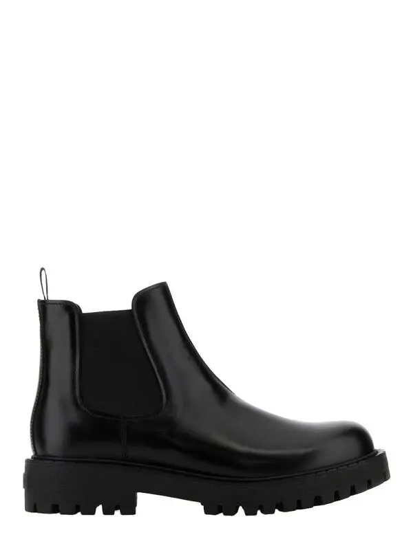 Prada Leather Ankle Boots - Black