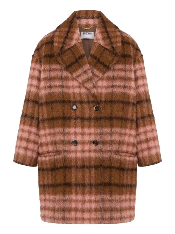 Moschino Checked Coat - Multi Brown