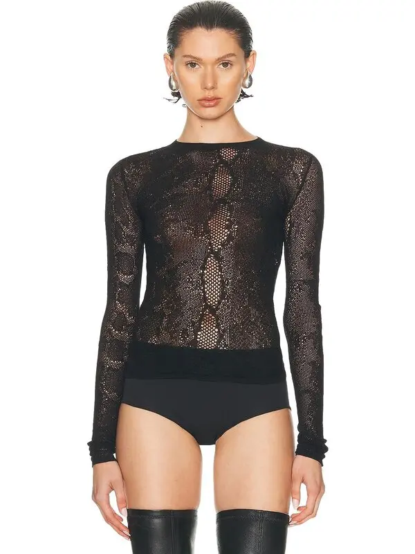 Attico Python Lace Top - Black