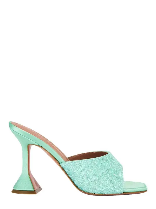 Amina Muaddi Lupita Crystal Dust 95 Slipper - Mint & Mint Crystal