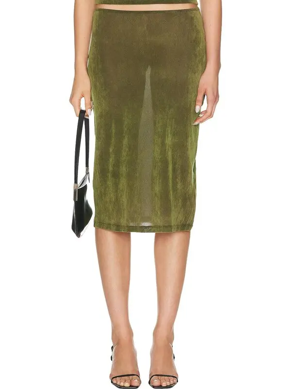 PRISCAVERA Slip Skirt - Moss