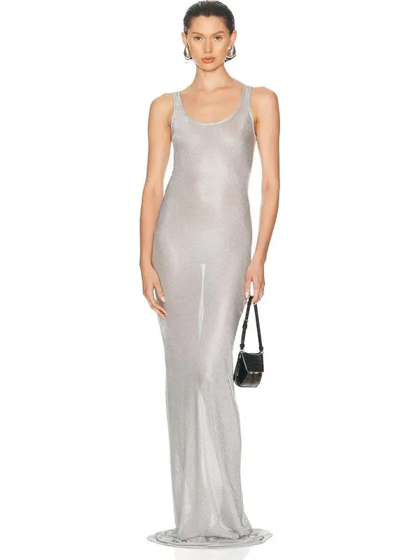 PRISCAVERA Scoop Neck Maille Dress - Silver