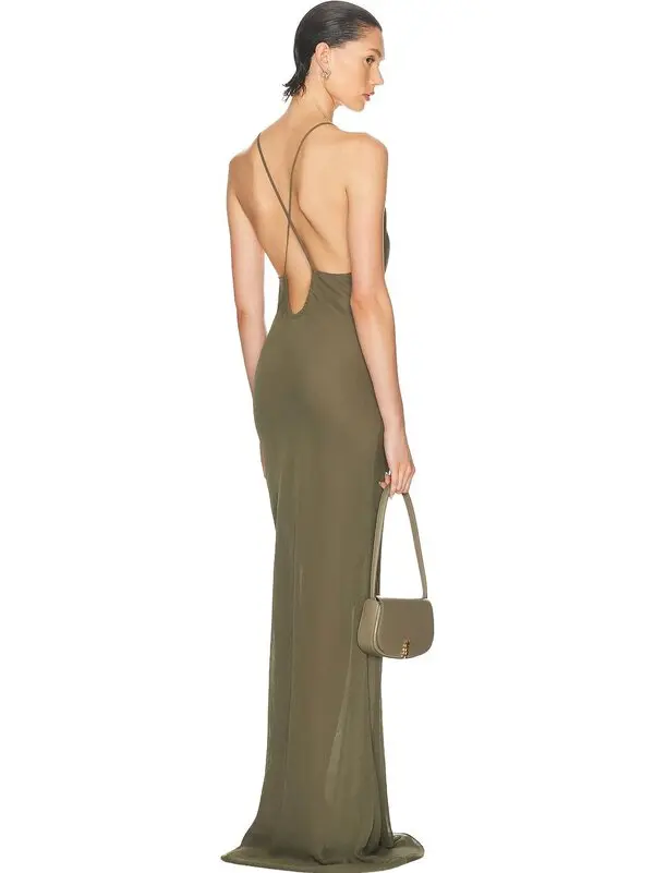 PRISCAVERA Low Back Bias Gown - Olive