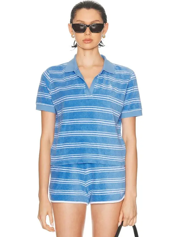 SPORTY & RICH Terry Polo Top - Juniper