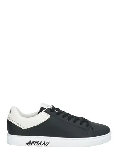 Armani Exchange Pebbled Leather Low-top Sneakers - Black