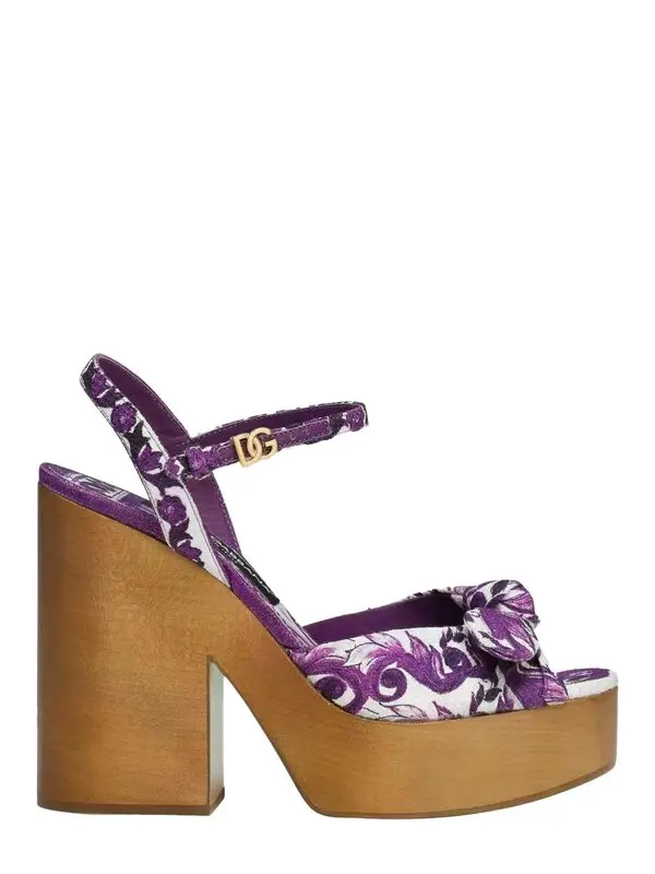 Dolce & Gabbana 130mm Majolica-print Platform Sandals - Purple