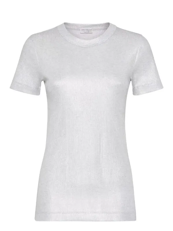 Brunello Cucinelli Ribbed T-shirt - Silver