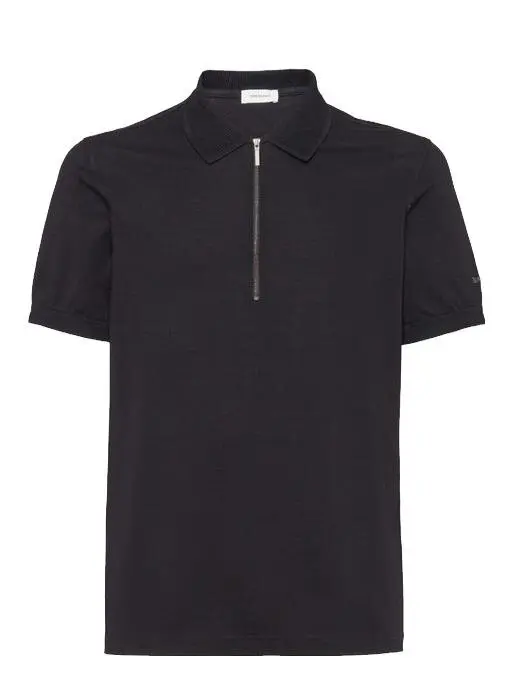 FERRAGAMO Polo With Zip Collar - Black