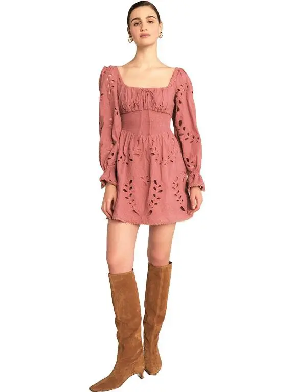 Saylor Lex Embroidered Mini Dress - Pink