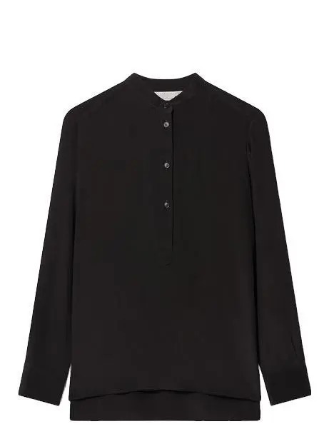 Stella McCartney Band Collar Organic Silk Shirt - Black